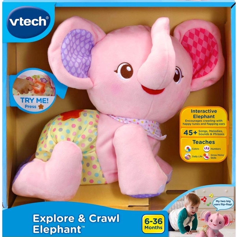 ช้างชวนคลาน VTech Explore and Crawl Elephant Plush Baby ตุ๊กตาช้างชวน ...