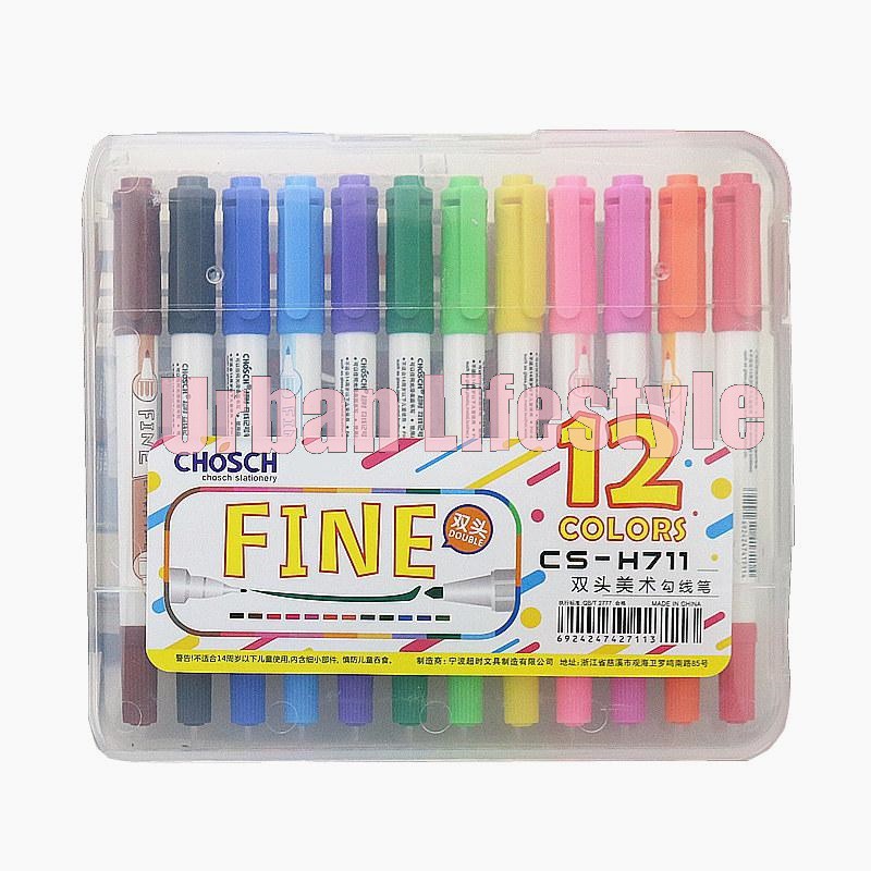 Chosch fine color marker ปากกาเมจิก ปากกามาร์คเกอร์ 2 หัว 0.5 มม. และ 1 ...