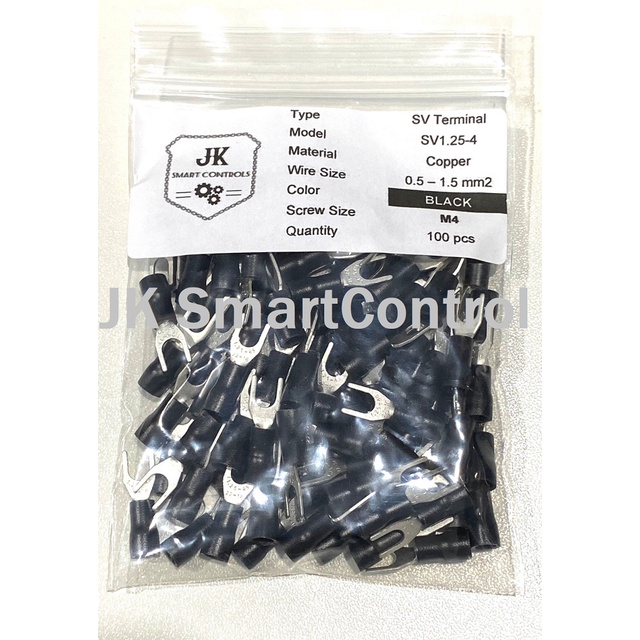 SV1.25-4 : หางปลาแฉก หุ้มเต็ม ขนาด 0.5-1.5 ตร.มม./M4 ทองแดง/ทองเหลือง (SVTerminal Size : 0.5-1.5 ...