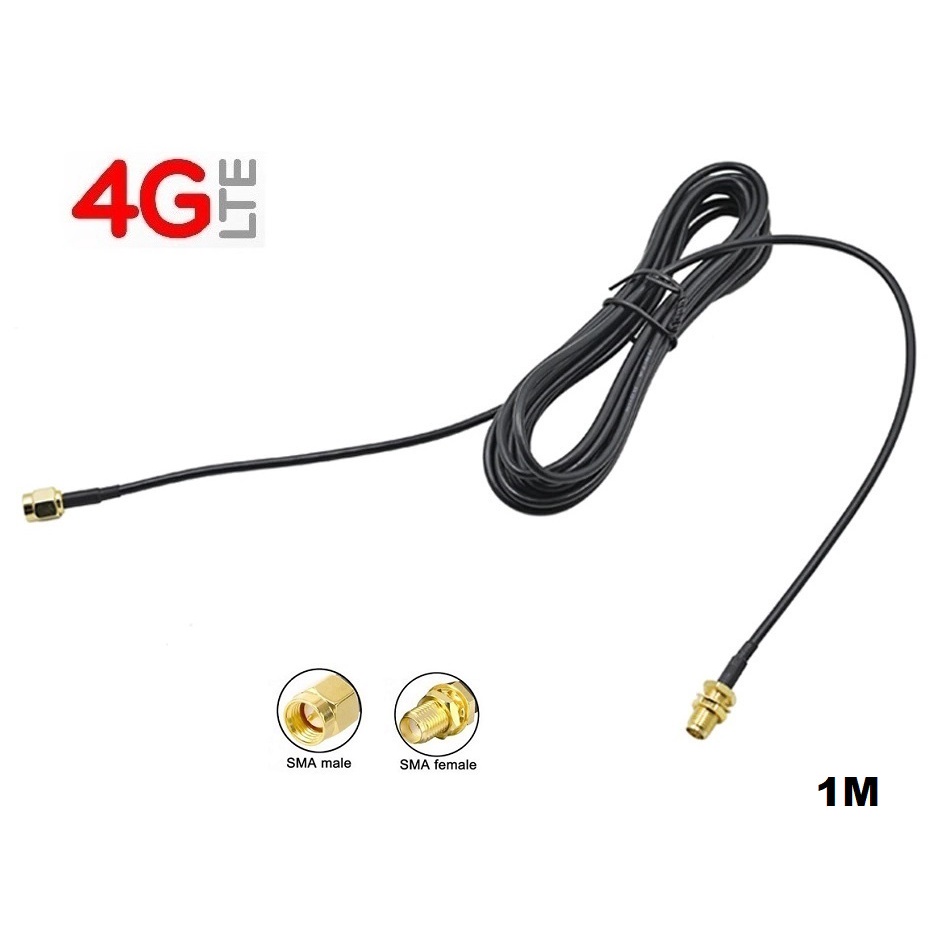 PR SMA RG174 1 เมตร 4G 3G Extension Antenna Cable SMA Male to SMA Female RG174 50Ohm Cable 1M ...