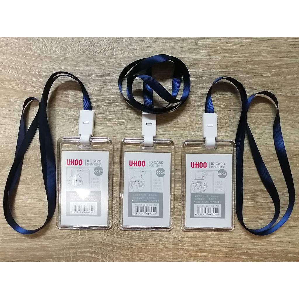 UHOO 6024 กรอบอะครีลิคใสใส่บัตร แนวตั้ง กันน้ำได้ กับสายสีกรมท่า คลิป ...