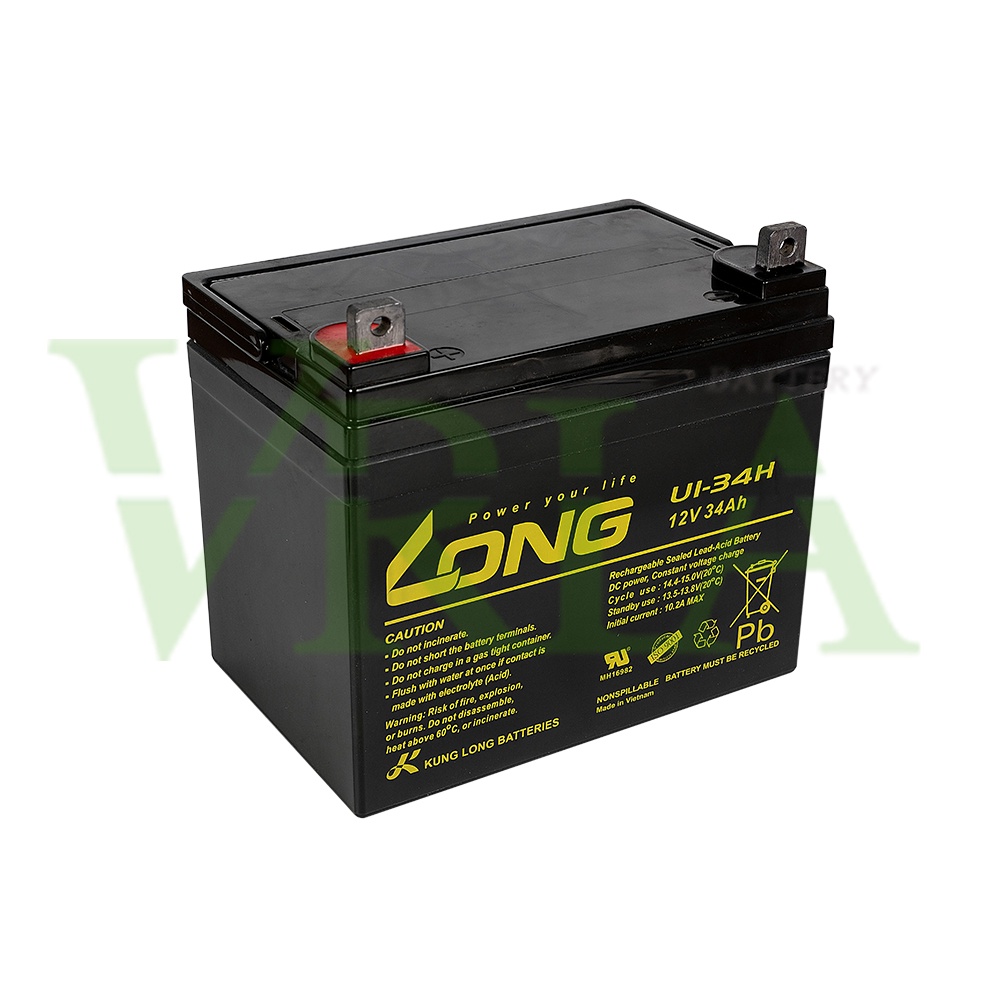 LONG U1-34H ( 12V 34AH ) VRLA Battery แบต สำรองไฟ UPS ไฟฉุกเฉิน รถไฟฟ้า ...