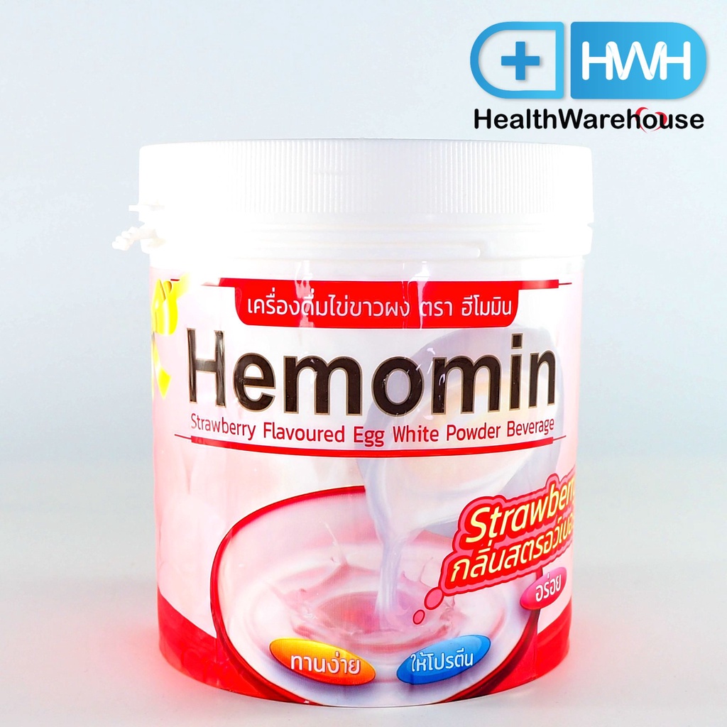 Hemomin โปรตีนไข่ขาว ชนิดผง 400 g รสสตรอเบอรี่ ( Exp. 12/2025 ...