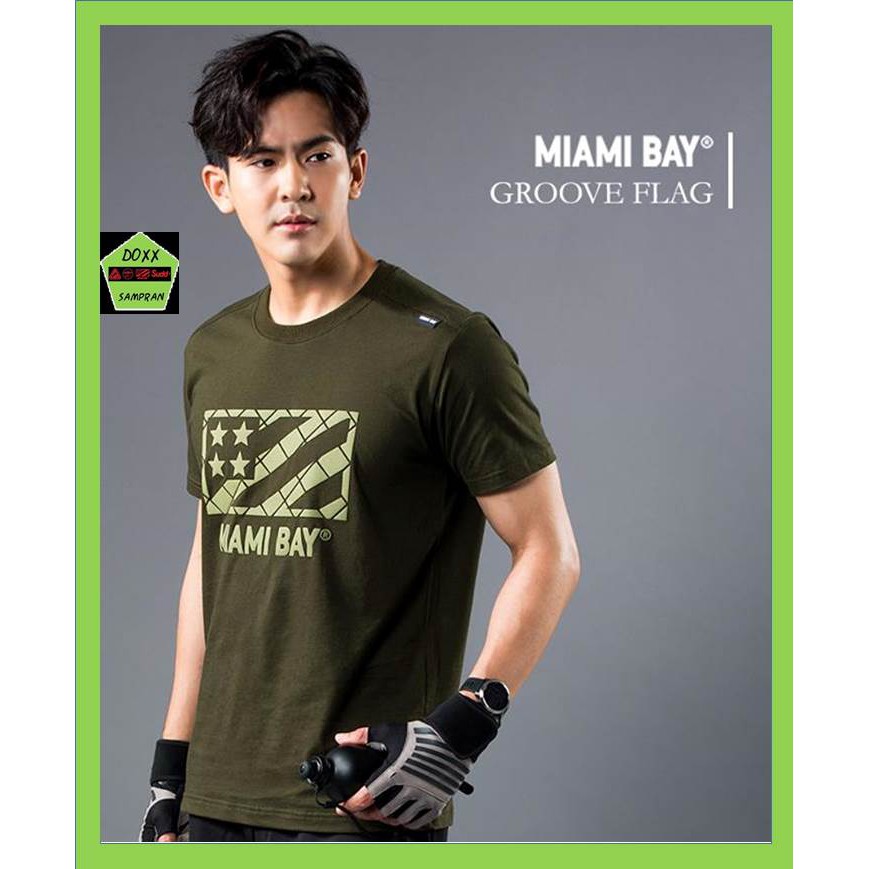 Miami bay เสื้อคอกลม ชาย รุ่น Groove Flag สีเขียวขี้ม้า | Shopee Thailand