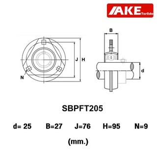 SBPFT205 ตลับลูกปืนหน้าแปลน ขนาดเพลาใน 25 มิลลิเมตร ตลับลูกปืนตุ๊กตา ...
