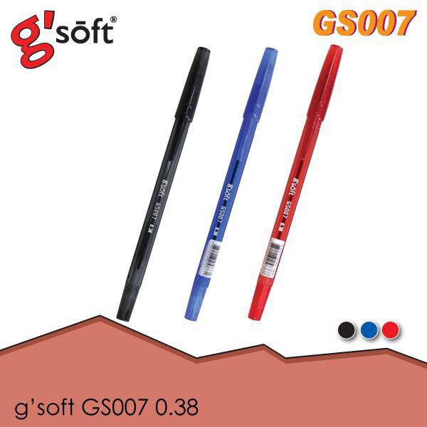 ปากกาลูกลื่นเจล จีซอฟท์ g'soft GS007 0.38 มม.น้ำเงิน,แดง,ดำ | Shopee ...