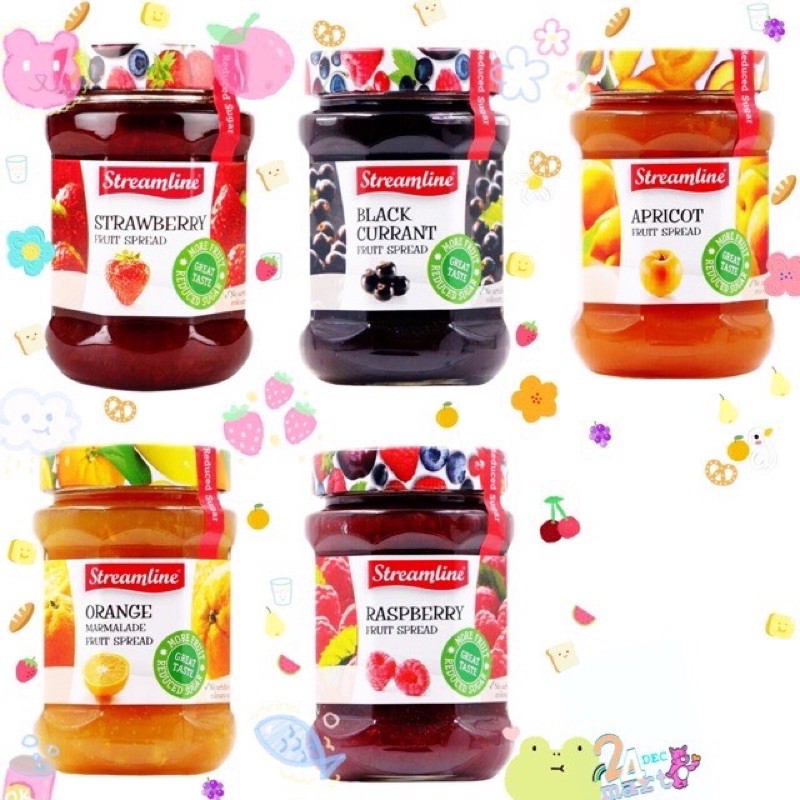 Streamline jam 🍇 340g. แยมสูตรน้ำตาลน้อย (5 รสชาติ) fruit spread สตรีม ...