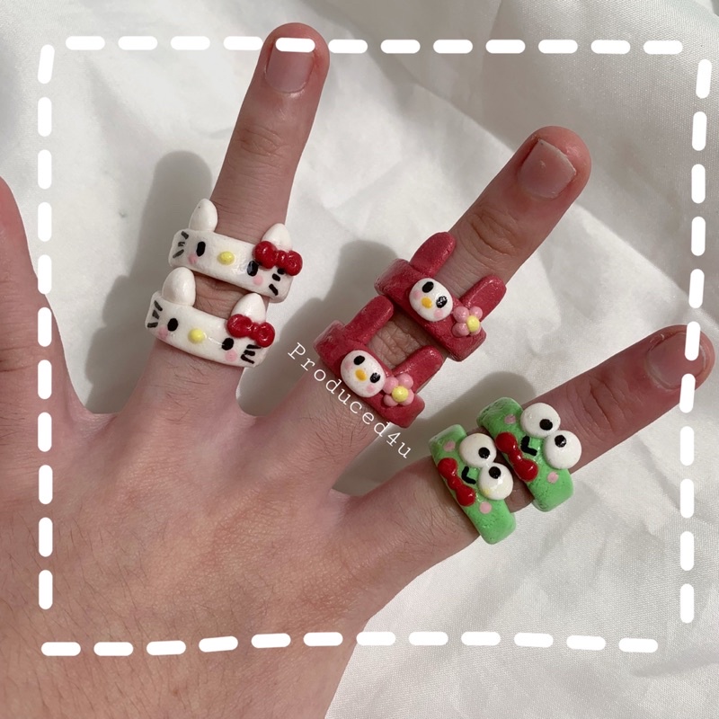 Sanrio CLAY RINGS (v2) // แหวนลายเมโลดี้น่ารัก // MY MELODY CLAY ring ...