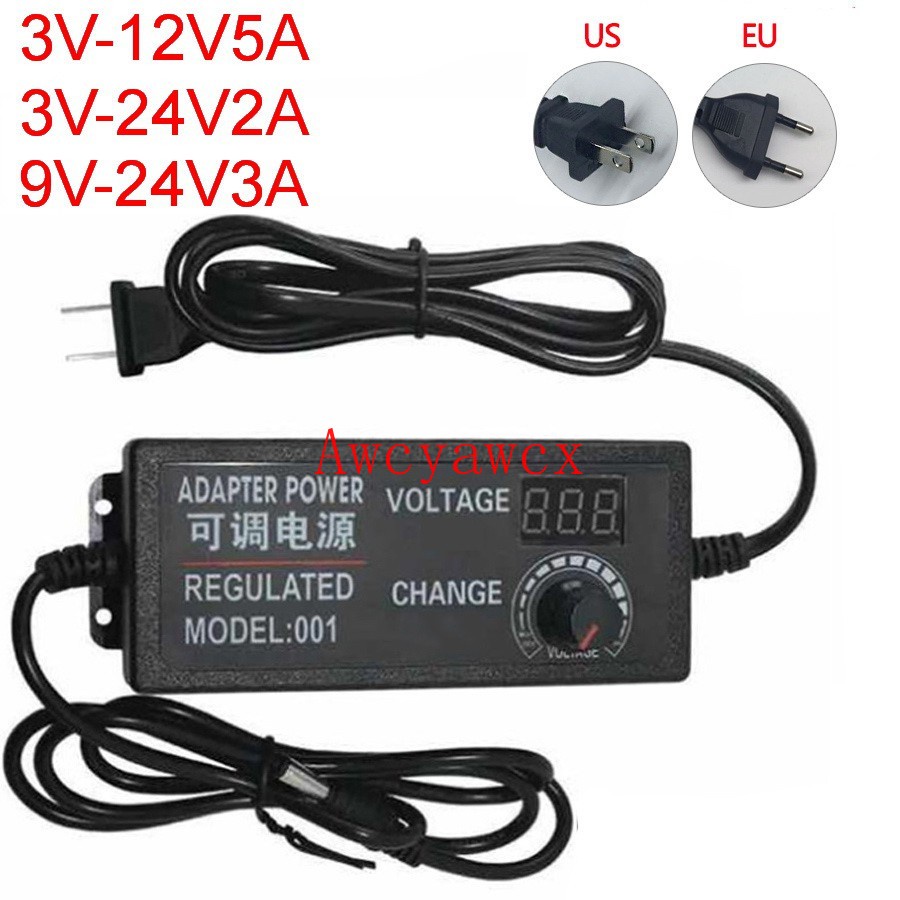 AC Adjustable Adapter การเปลี่ยนอะแดปเตอร์ไฟฟ้า DC 3V 4V 4.5V 5V 6V 7V 7.5V 8V 9V 10V 12V 13.5V ...