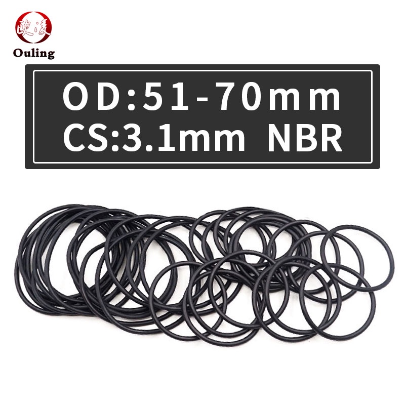 10 ชิ้น/ล็อตแหวนยางไนไตรล์ NBR ซีล O-แหวน CS3.1 มม.OD51/54/55/56/57/58/60/65/68/70*3.1 มม.O แหวน ...