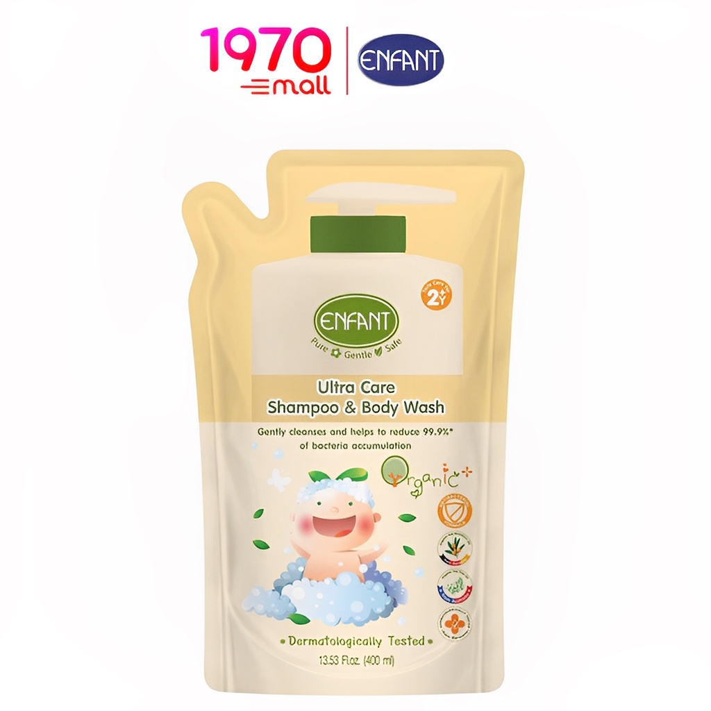 ENFANT ORGANIC SHAMPOO & BODY WASH 400ml.แชมพูและอาบน้ำในขวดเดียว สูตร ...