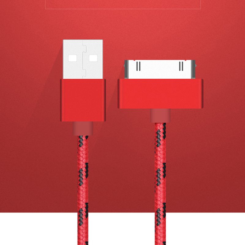 1m Braided 30pin USB Data Sync Charging Cable for phone 3G 4 4s 2 3 4 ...