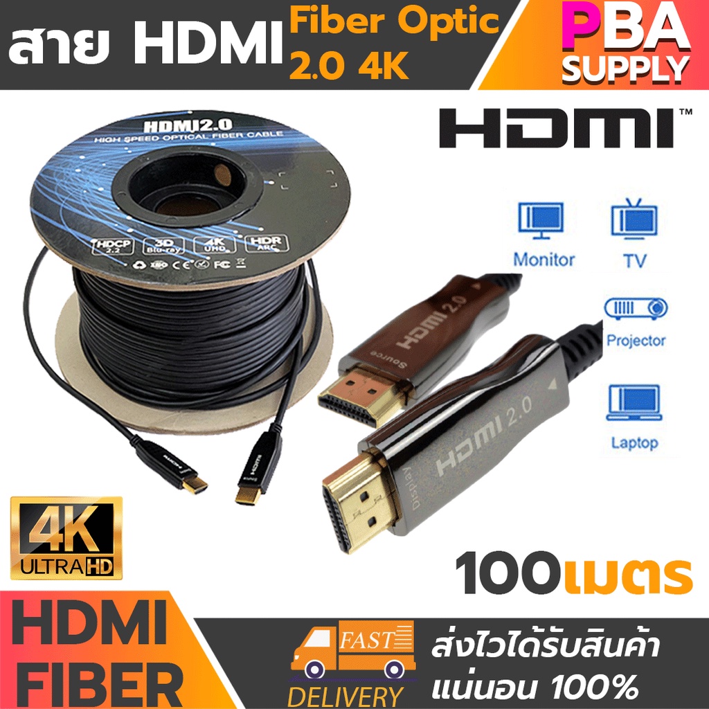 สาย HDMI Fiber Optic 2.0 4K 100M | Shopee Thailand