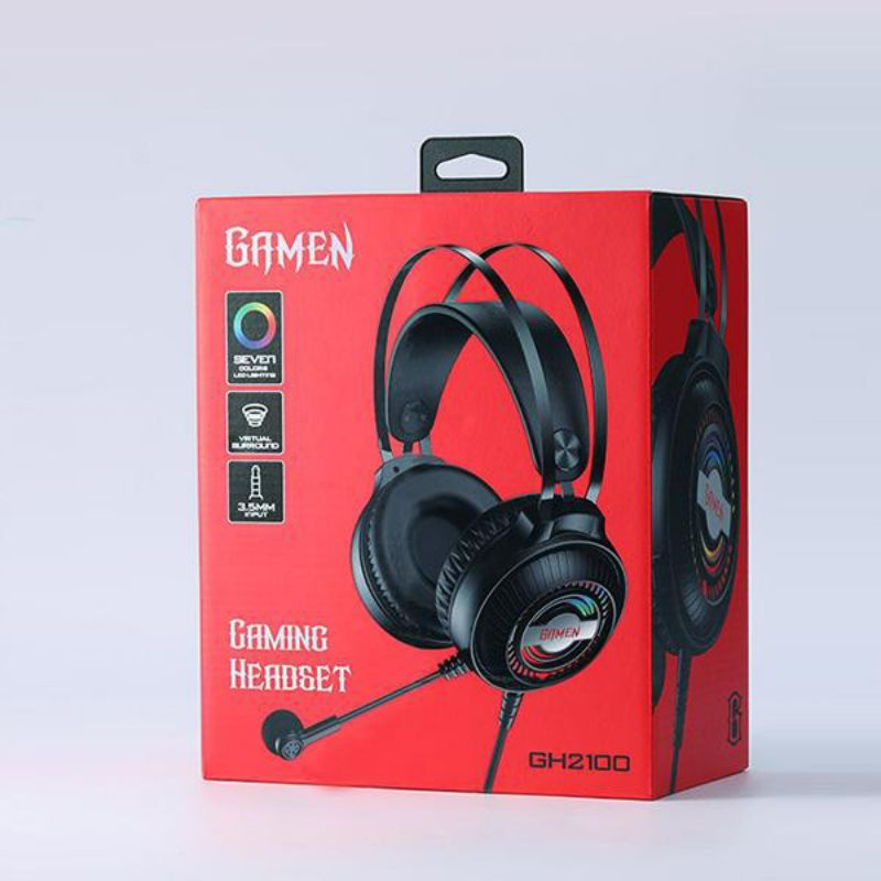 Gamen GH2100 ชุดหูฟังเกมมิ่ง อินพุตแจ็คเสียง 3.5 มม. ไฟ RGB LED สายถัก ...