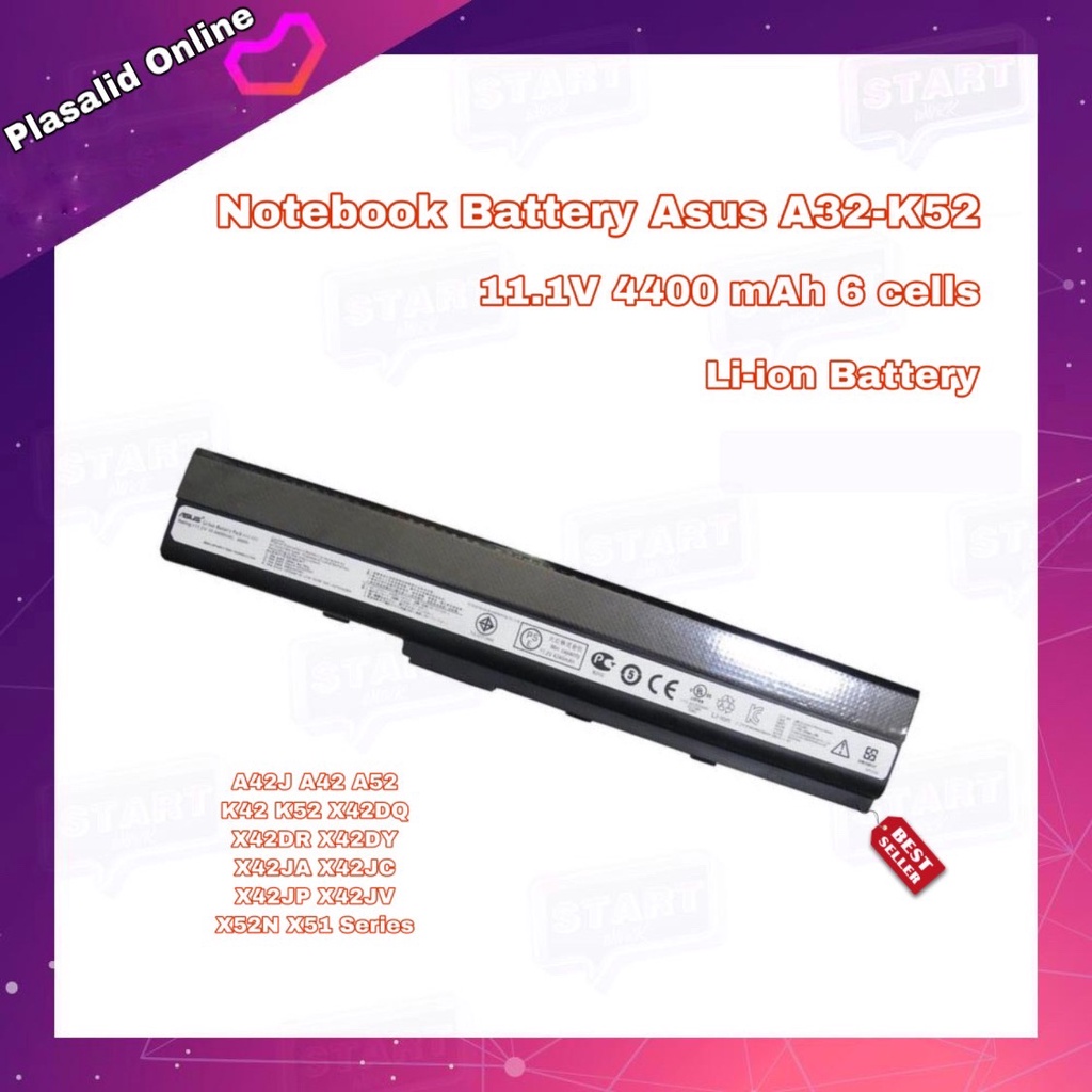 แบตโน๊ตบุ๊ค Notebook Battery Asus A32 K52 Series (11.1V 4400mAh 6 cells ...