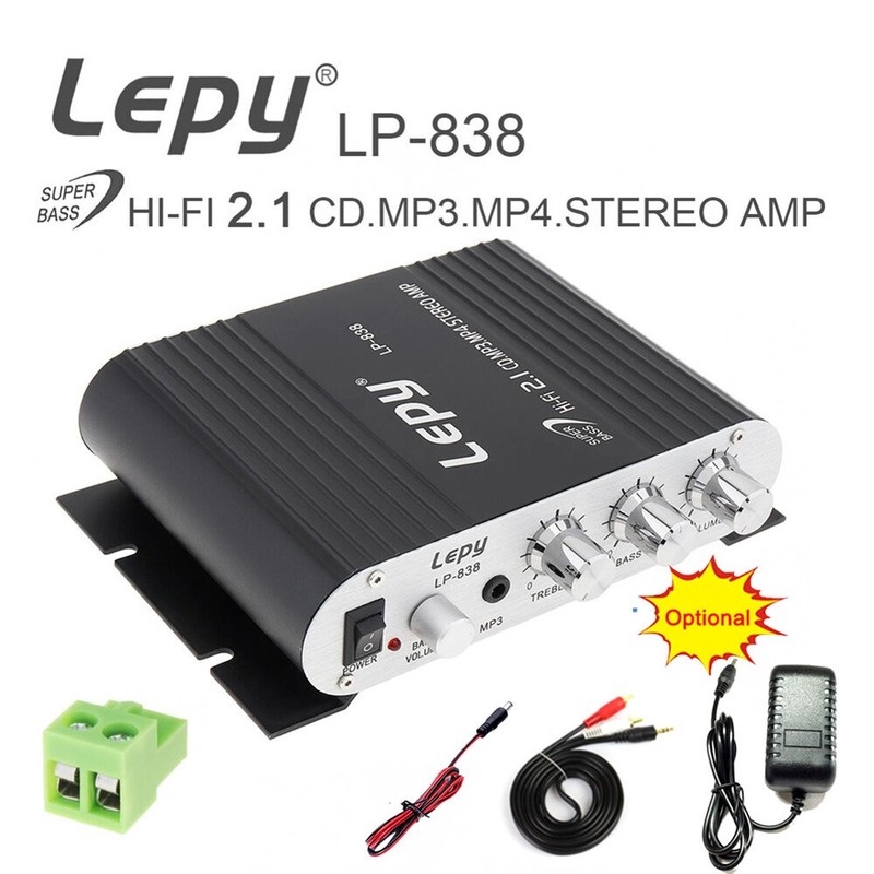 Lepy LP-838 เครื่องเล่น MP3 MP4 สเตอริโอ เบส ลําโพง วิทยุ 12V Mini Hi-Fi 2.1 สําหรับรถยนต์ ...