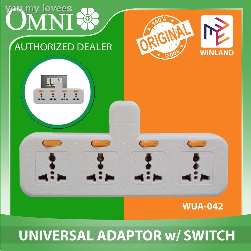 Omni 4-Gang Wall Universal Adaptor 10A with Individual Switch and Power ...
