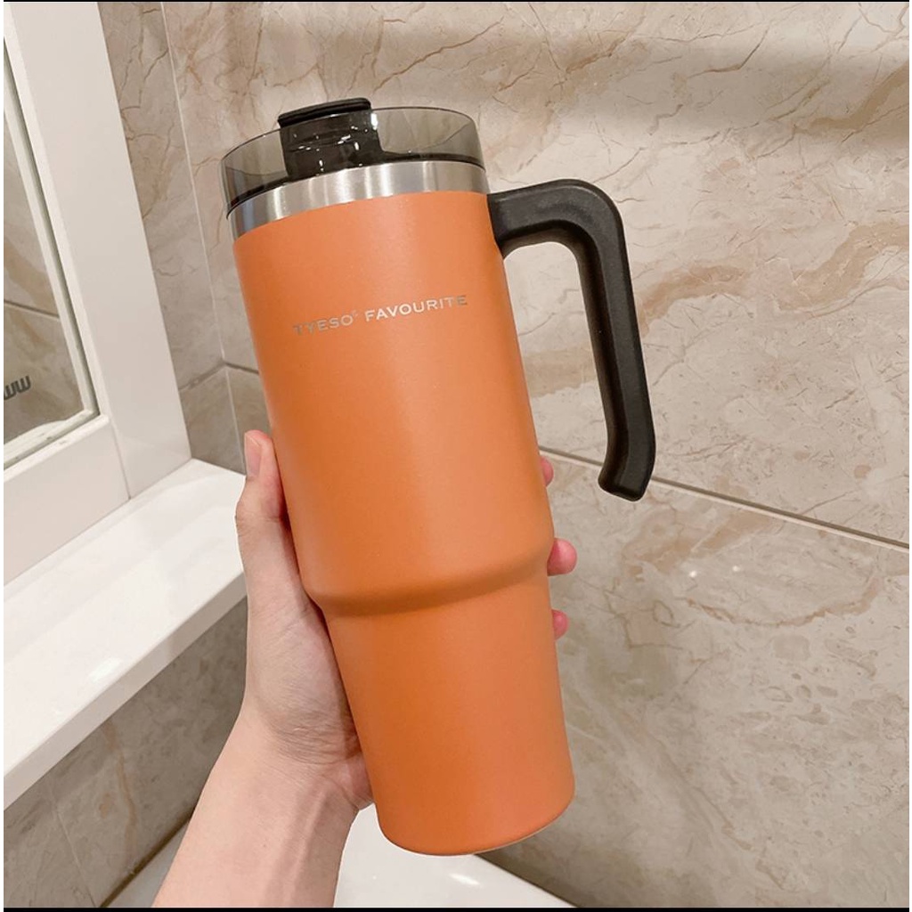TYESO แก้วสแตนเลส304 มีหยดน้ำไม่เกาะ เก็บอุณหภูมิความร้อน-เย็น 20-30oz.พร้อมหูจับ | Shopee Thailand