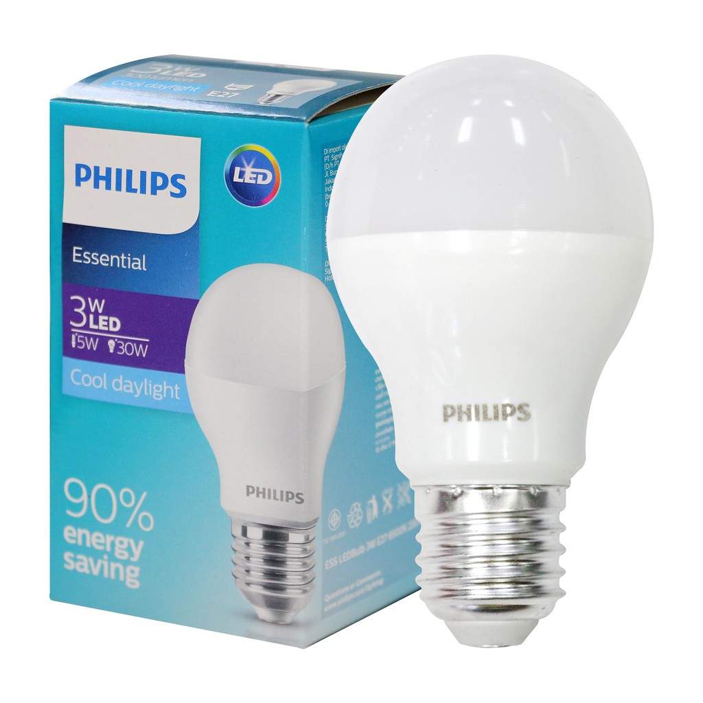 PHILIPS หลอดไฟ Essential LED 3W แสงขาว (DL) E27 | Shopee Thailand