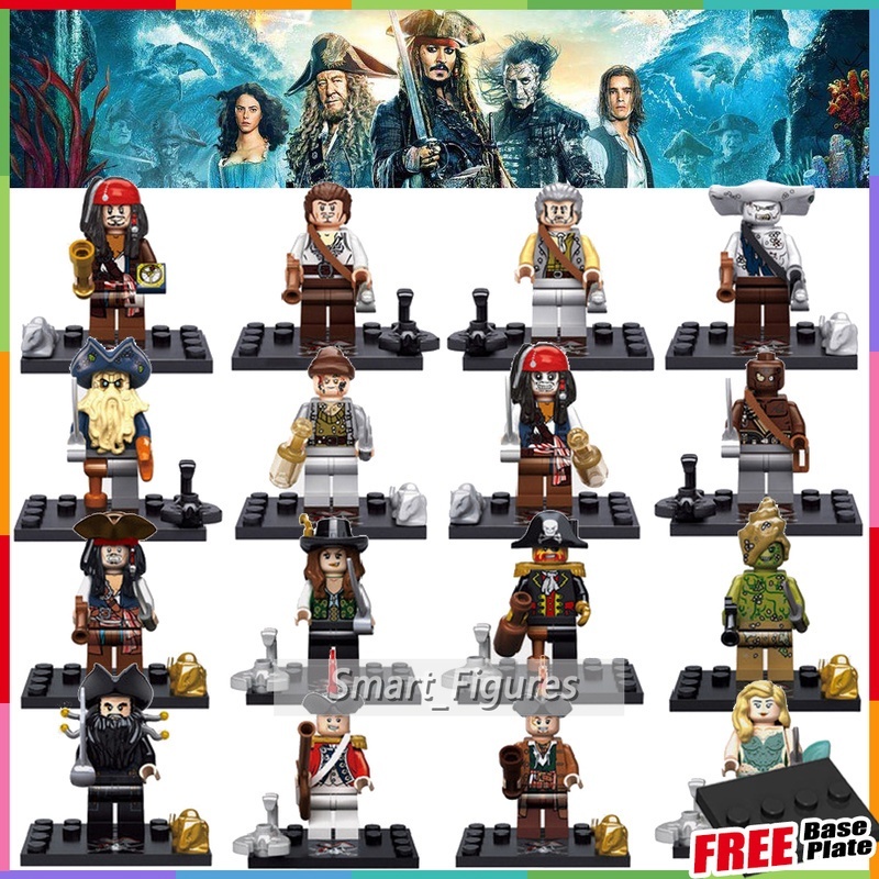 Pirates of The Caribbean Minifigures Jack Sparrow Elizabeth Swann Movie ...