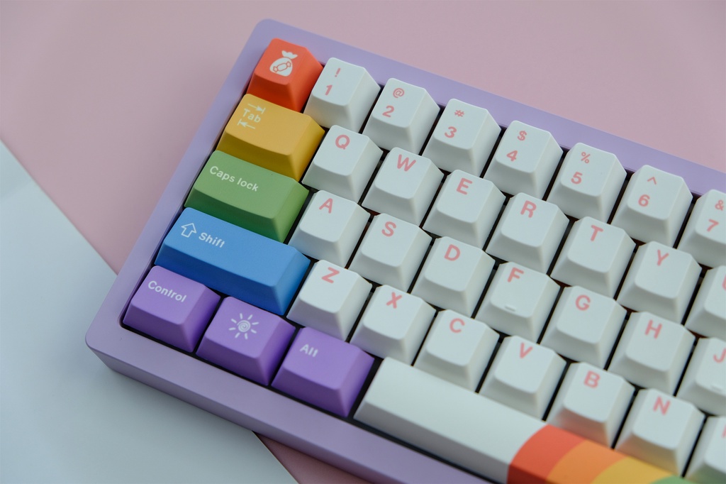GMK Rainbow Keycap, 134 คีย์ PBT Keycaps Cherry Profile DYE-SUB ส่วน ...