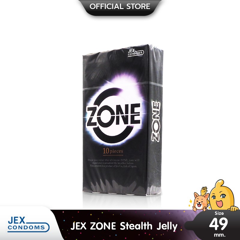 Jex Zone Stealth Jelly ถุงยางญี่ปุ่น แบบบางพิเศษ 0.01-0.02 เจลหล่อลื่น 2 เท่า ขนาด 49 มม. บรรจุ ...