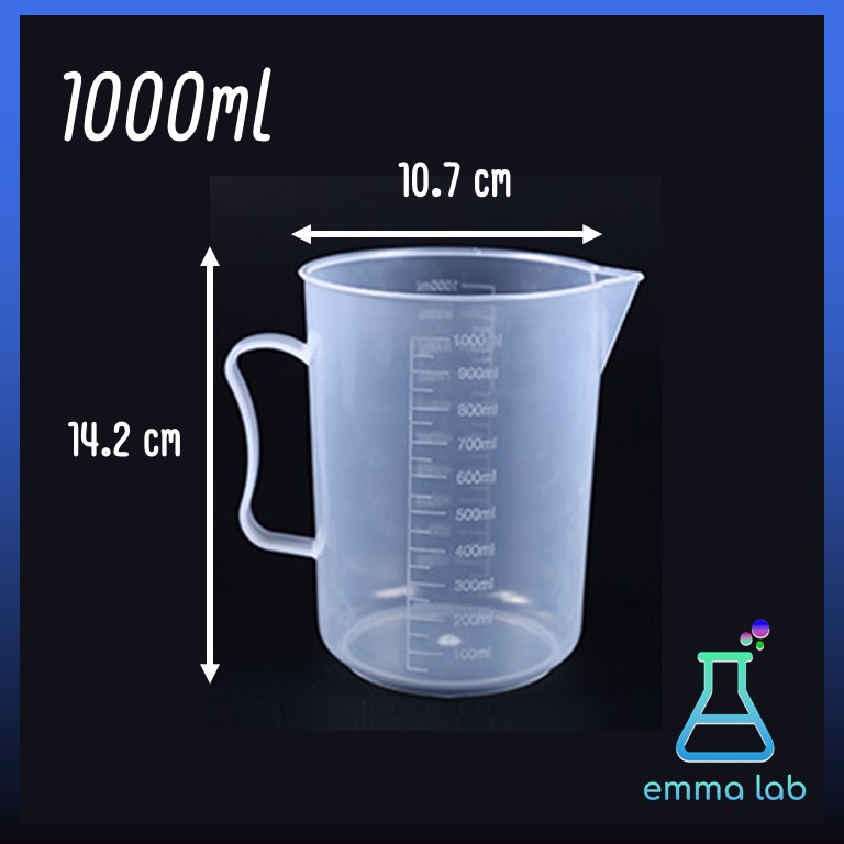 บีกเกอร์พลาสติก ชนิดมีหู เหยือกตวง Plastic Beaker With Handle 250ml 500ml 1000ml 2000ml 3000ml ...