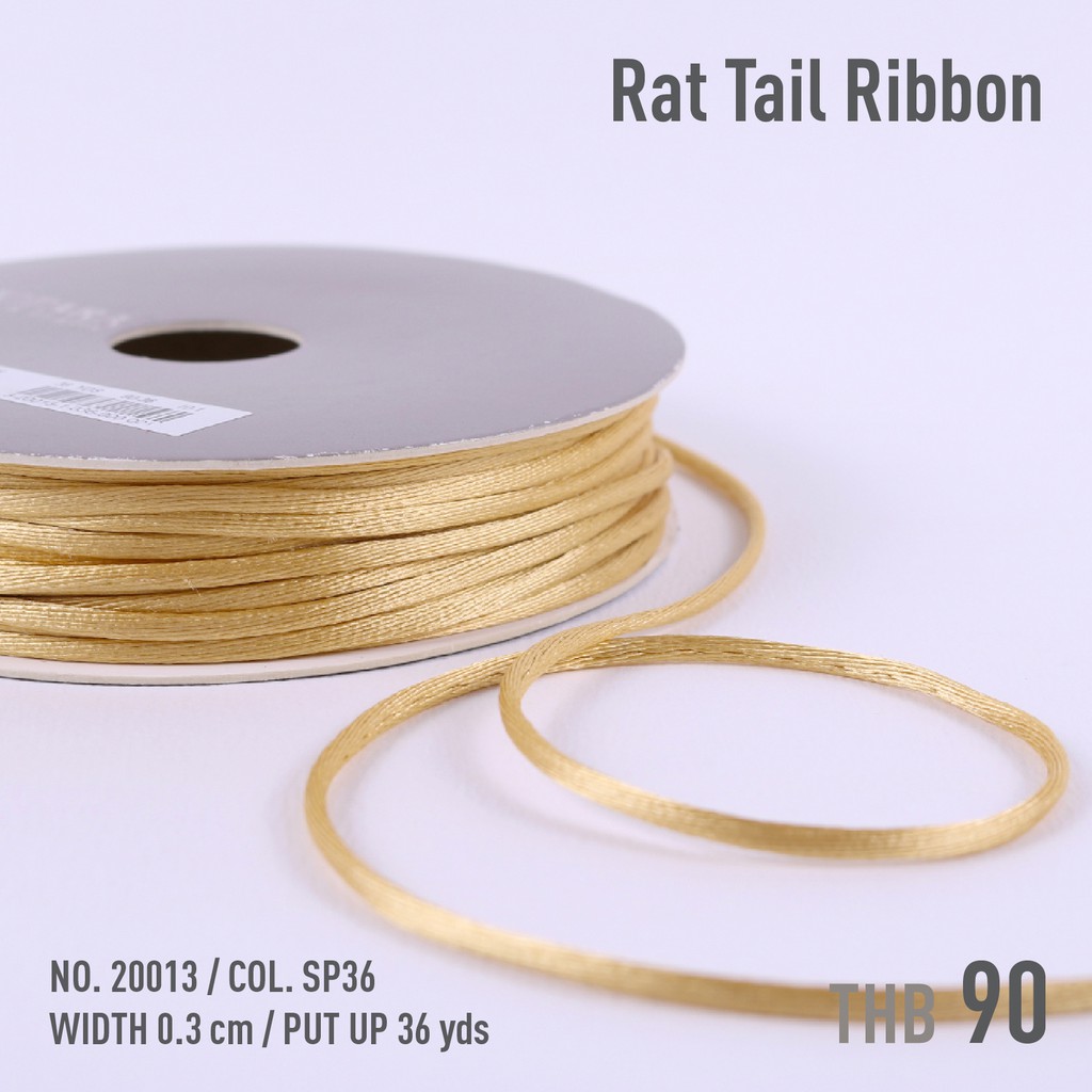 MOMOTARA No.20013 (ชุดที่ 1) ริบบิ้นหางหนู Rat Tail Ribbon ขนาด 0.3 CM ...