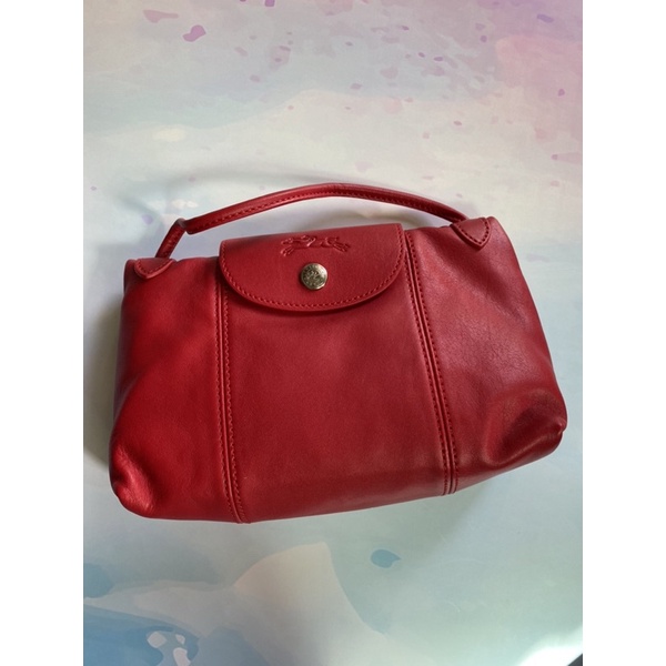 Longchamp Le Pliage Mini Cuir Rouge Ceri | Shopee Thailand
