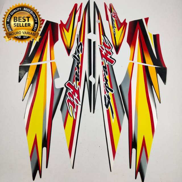 MERAH 2005 honda supra fit แถบสีแดงสีดํา รายการตัวถังมาตรฐานคุณภาพดี ...