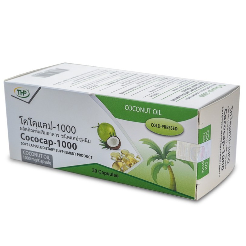 COCOCAP-1000 mg 30 CAP THP โคโค่แคป-1000 ไทยเฮลท์โปรดักส์ น้ำมันมะพร้าว ...