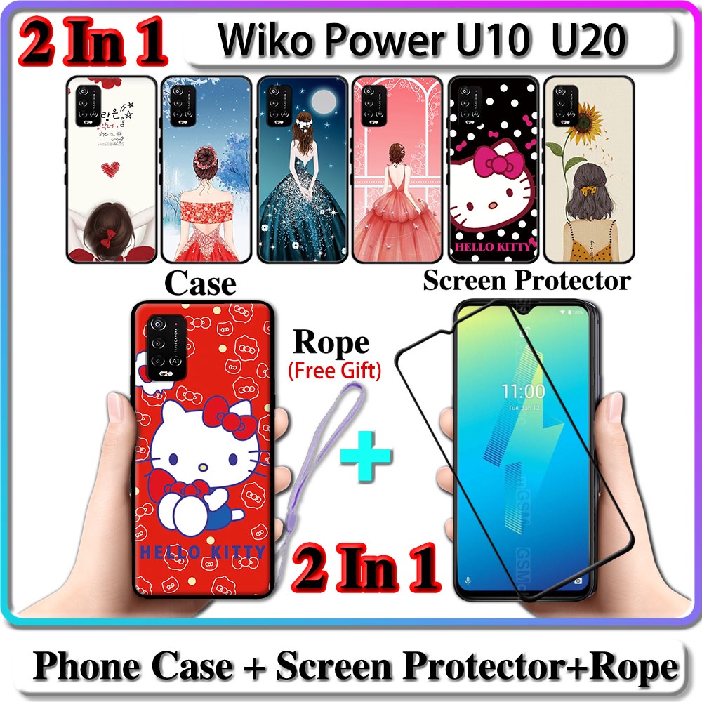 2 IN 1 เคส Wiko Power U10 U20 พร้อมกระจกนิรภัยกันรอยหน้าจอโค้ง เซรามิค สําหรับเด็กผู้หญิง และคิต ...
