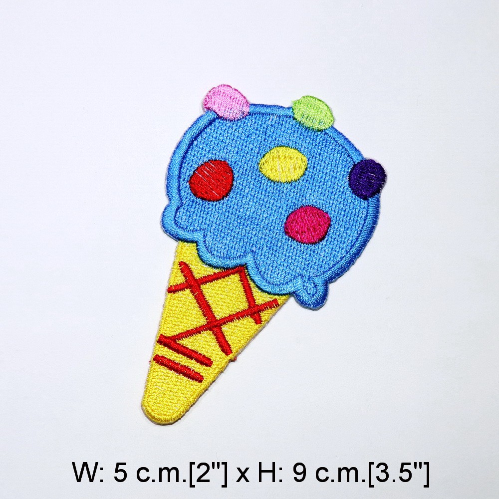 ตัวรีดติดเสื้อ ลาย การ์ตูน ไอศกรีม ไอติม Ice cream cone Patch งานปัก WOP DIY ตัวรีด อาร์ม ติด ...