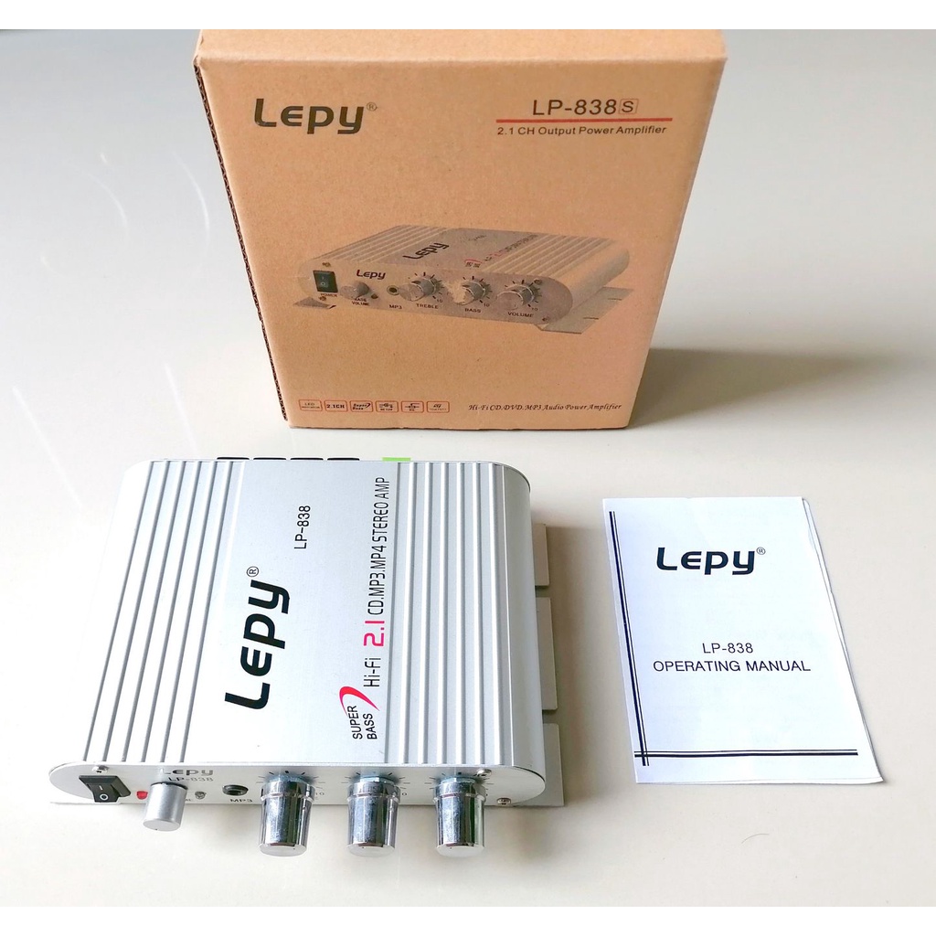 แอมป์ จิ๋ว Mini Lepy LP-838 12โวลต์ Hi-Fiสเตอริโอ เสียง Mega Bass 3 ...