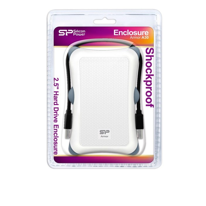 Silicon Power 2.5" Hard Drive Enclosure Shockproof USB 3.0 (WHITE ...