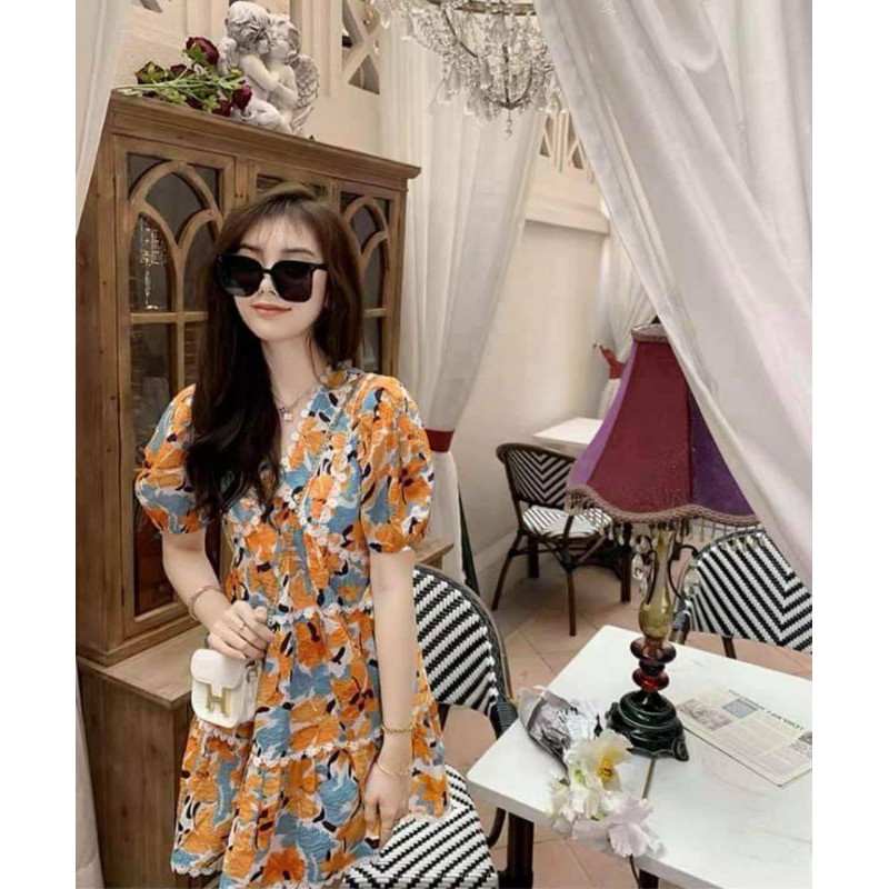 เดรสลายดอก มีดีเทลแต่งงานลูกไม้เกร๋ๆ งานน่ารัก งานป้าย Beidi | Shopee Thailand