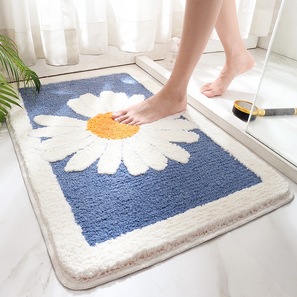 Omocha - (40x60 cm) Daisy blue square mat พรมเดซี่ พรมปูพื้นหน้าห้องน้ำ ...
