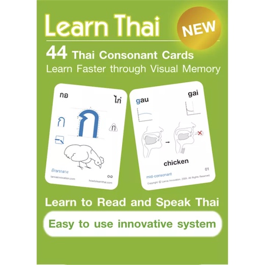 Thai Consonant Cards 44 Flash Cards Learn Thai | Shopee Thailand
