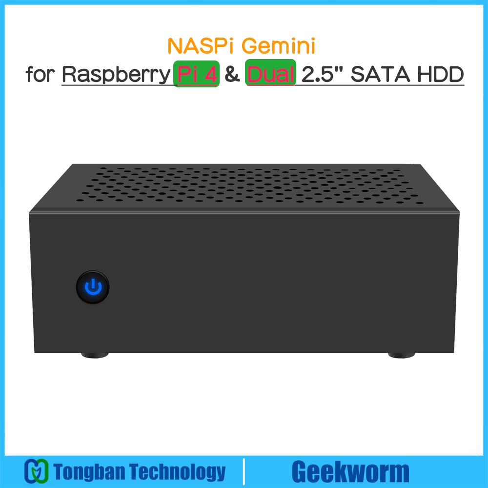 Geekworm NASPi Gemini Dual 2.5" SATA HDD/SSD NAS Case Kit with PWM Fan ...