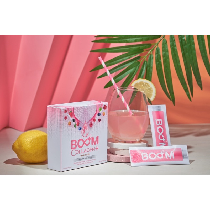 Boom Collagen บูม คอลลาเจน ผิว ขาวใส ของแท้ 100% (1 กล่อง x 14 ซอง ...