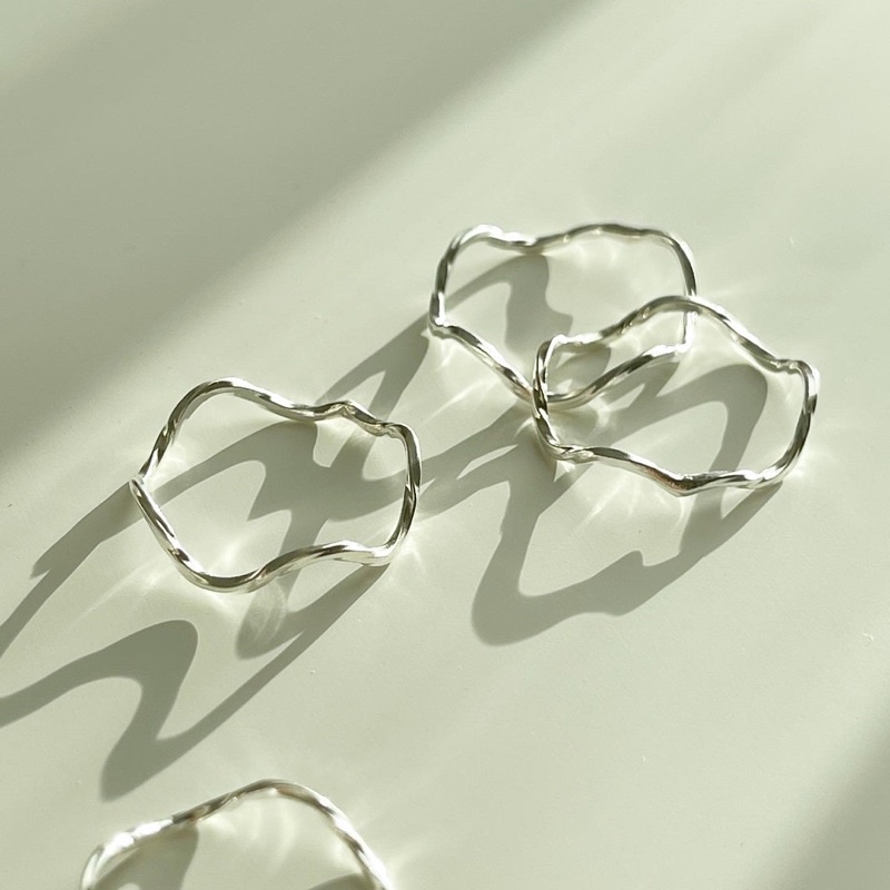 cchershop silver925 แหวนเงินแท้ แหวนทรงคลื่น texture wave ring แหวนมินิมอล แหวนลวด แหวนแฟชั่น ...