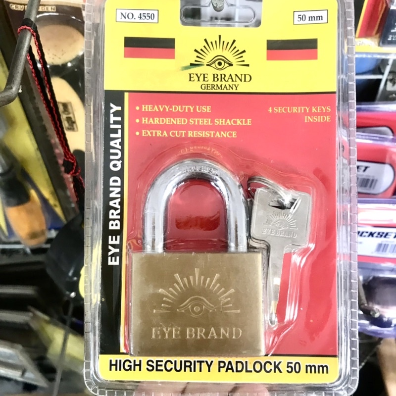 Eye brand Germany High Security Padlock 50mm กุญแจทองเหลือง แท้ คอสั้น ...