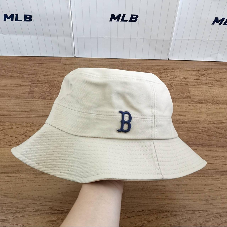 หมวก MLB Bucket Hat สีเบจ โลโก้ B Boston | Shopee Thailand