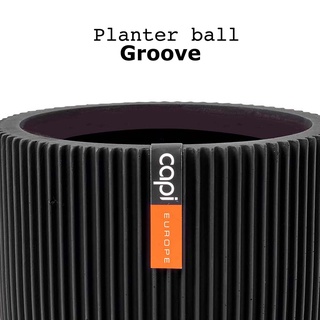 BGVBL 132 Planter Ball Groove black (Size D 14 x H 13 cm) - กระถาง ...