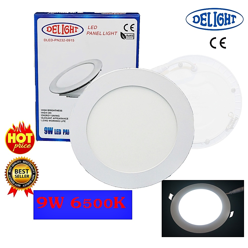 DELIGHT ดาวน์ไลท์LED9Wแสงขาว Day Light panel light 9W ขนาด145 mm DLED-232-0914.9W/6000-6500K ...