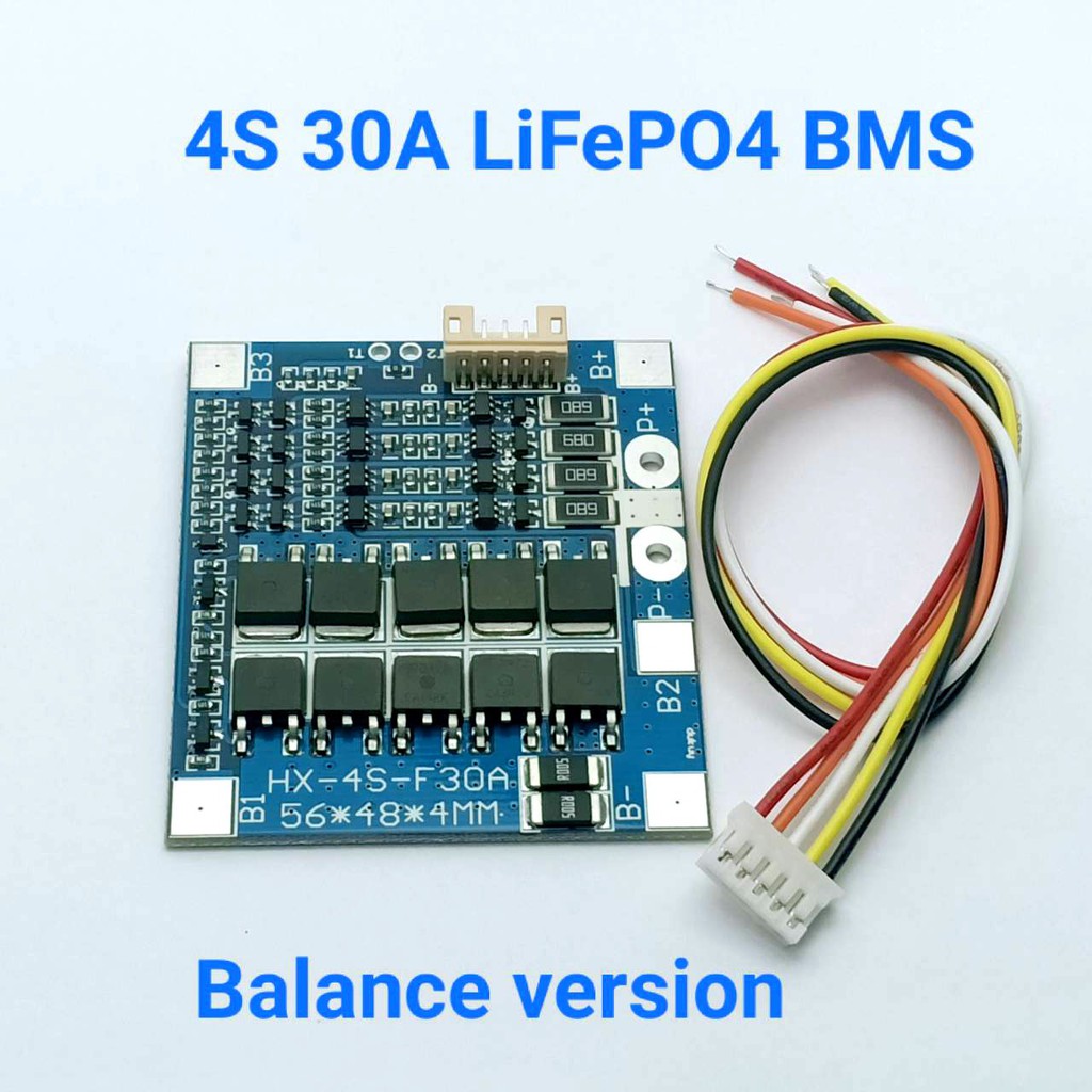 BMS 4S 30A 12.8V 14.4V LiFePO4 BMS/แบตเตอรี่ลิเธียม บอร์ดป้องกัน Balance Version ( HX สีน้ำเงิน ...
