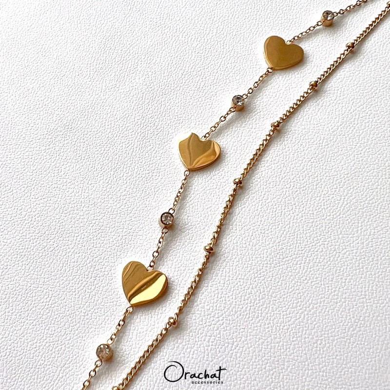 Bae heart 14k bracelet. (สร้อยข้อมือ 2 ชั้น งานชุบ 14k สแตนเลส สวย ทน ...