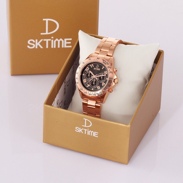Pak SKTIME นาฬิกาข้อมือผู้หญิง รุ่นD21001L สีพริ้งโกลด์ | Shopee Thailand