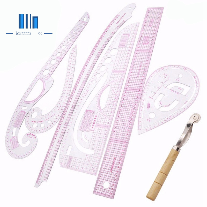 7Pcs/Set Ruler Tailor Measuring Kit Clear Sewing Drawing Ruler ...