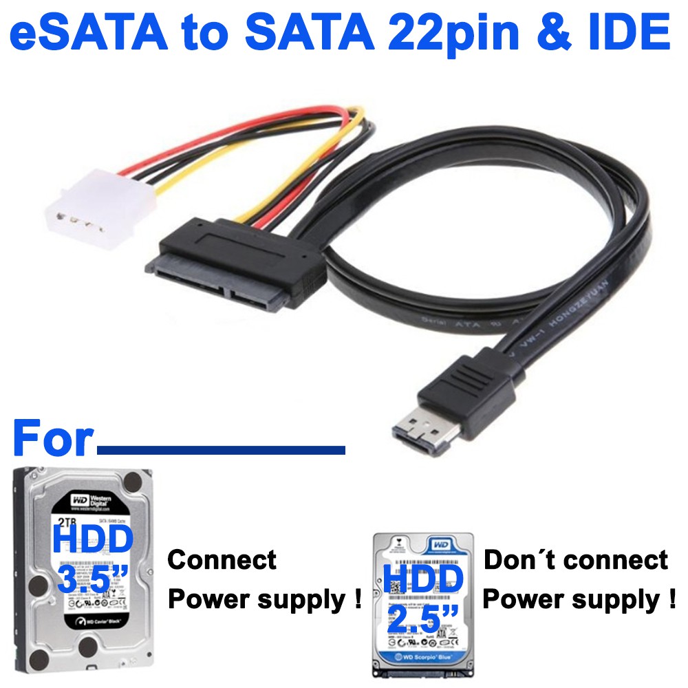 สาย Power eSATA Combo to SATA 22Pin IDE 5V 12V for 3 5" 2 5" Hard Disk ...